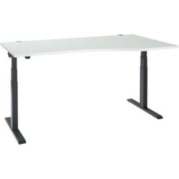 Sch&auml;fer Shop Sch&auml;fer Shop Select Schreibtisch ERGO-T 2.0, elektrisch h&ouml;henverstellbar, Freiform Ansatz rechts, T-Fu&szlig;, B 1800x H 640-1300 mm, lichtgrau/anthrazit