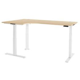 Sch&auml;fer Shop Sch&auml;fer Shop Genius Winkelschreibtisch Modena Flex, elektrisch h&ouml;henverstellbar, 90&deg; Winkel, T-Fu&szlig;, B 2000 mm, Ahorn/wei&szlig;