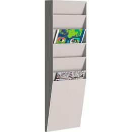 PAPERFLOW Prospekt-Wandhalter A4 hoch 6 F&auml;cher, grau