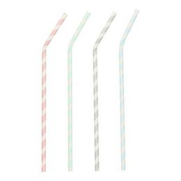 Trinkhalme Papstar Stripes, Einweg, L 220 x &Oslash; 6 mm, flexibel bieg- & knickbar, aus FSC&reg;-zertifiziertem Papier, farbsortiert, 100 St&uuml;ck