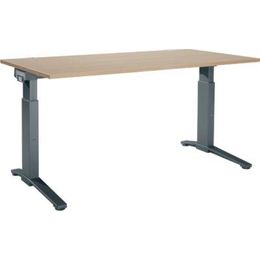 Sch&auml;fer Shop Sch&auml;fer Shop Genius Schreibtisch ERGOSTYLE S, manuell h&ouml;henverstellbar, Rechteck, C-Fu&szlig;, B 1600 x T 800 x H 675-895 mm, eiche/anthrazit