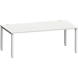 Sch&auml;fer Shop Schreibtisch MODENA FLEX, Rechteck, 4-Fu&szlig; Quadratrohr, B 2000 x T 1000 x H 720-820 mm, lichtgrau/wei&szlig;aluminium