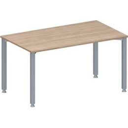 Sch&auml;fer Shop Sch&auml;fer Shop Genius Konferenztisch MODENA FLEX, Rechteck, 4-Fu&szlig; Quadratrohr, B 1400 x T 800 x H 720-840 mm, Eiche-Dekor/wei&szlig;aluminium RAL 9006