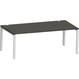 Sch&auml;fer Shop Sch&auml;fer Shop Genius Schreibtisch Modena Flex, Rechteck, 4-Fu&szlig; Rechteckrohr, B 2000 x T 1000 x H 650-850 mm, graphit/wei&szlig;aluminium