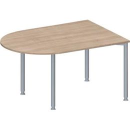 Sch&auml;fer Shop Sch&auml;fer Shop Genius Konferenztisch MODENA FLEX, Halbkreis, 4-Fu&szlig; Rundrohr, B 1400 x T 1000 x H 720-840 mm, Eiche Dekor/wei&szlig;aluminium RAL 9006