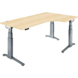 Sch&auml;fer Shop Sch&auml;fer Shop Genius Schreibtisch ERGOSTYLE S, 90&deg;, Ansatz rechts, elektrisch h&ouml;henverstellbar, C-Fu&szlig;, zweistufig, B 2000 x T 800 x H 645-1305 mm, inkl. Memory Master, Ahorn/anthrazit