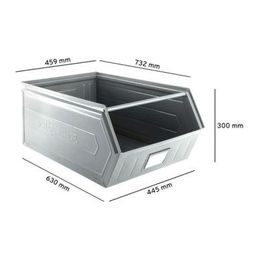 Sch&auml;fer Shop Sch&auml;fer Shop Select Sichtlagerkasten, mit Tragestab, L 732 x B 459 x H 300 mm, 84 l, 180 kg, Stahl, galvanisch verzinkt