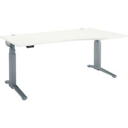 Sch&auml;fer Shop Sch&auml;fer Shop Genius Schreibtisch ERGOSTYLE S, elektrisch h&ouml;henverstellbar, Ansatz rechts, zweistufig, C-Fu&szlig;, B 1800 x T 800/1000 x H 645-1305 mm, inkl. Memory Master, wei&szlig;/anthrazit