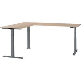 Sch&auml;fer Shop Sch&auml;fer Shop Genius Winkelschreibtisch Modena Flex, elektrisch h&ouml;henverstellbar, 90&deg; Winkel beidseitig, B 2000 x T 2400 mm, Eiche/anthrazit
