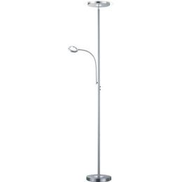 LED-Stehleuchte ACKBAR, dimmbarer Deckenfluter 1700 lm mit 18 W & Lesearm 350 lm mit 4 W, 3000 K, Fluterkopf rund