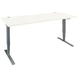 Sch&auml;fer Shop Sch&auml;fer Shop Genius Schreibtisch AERO FLEX, elektrisch h&ouml;henverstellbar, Rechteck, T-Fu&szlig;, B 1600 mm, wei&szlig;/antharzit + Memorypanel