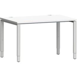 Sch&auml;fer Shop Sch&auml;fer Shop Genius Schreibtisch Modena Flex, Rechteck, 4-Fu&szlig; Rechteckrohr, B 1200 x T 800 x H 650-850 mm, wei&szlig;/wei&szlig;aluminium