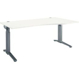 Sch&auml;fer Shop Sch&auml;fer Shop Genius Schreibtisch ERGOSTYLE S, manuell h&ouml;henverstellbar, Rechteck, C-Fu&szlig;, Ansatz rechts, B 1800 x T 800/1000 x H 675-895 mm, wei&szlig;/anthrazit