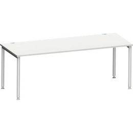 Sch&auml;fer Shop Sch&auml;fer Shop Genius Schreibtisch MODENA FLEX, 4-Fu&szlig;-Rundrohr, B 2000 x T 1000 mm, lichtgrau/wei&szlig;alu