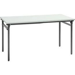 Klapptisch, stabiles 4-Fu&szlig;gestell mit Spezial-Klappbeschlag, B 1400 x T 700 x H 725 mm, lichtgrau/schwarz