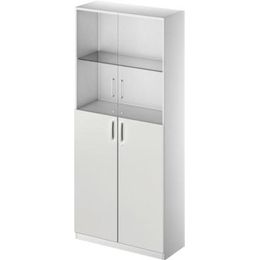 Sch&auml;fer Shop Sch&auml;fer Shop Genius Kombischrank TETRIS SOLID, 6 OH, Glas- und Fl&uuml;gelt&uuml;ren, B 1000 mm, abschlie&szlig;bar, Glas/lichtgrau/wei&szlig;alu