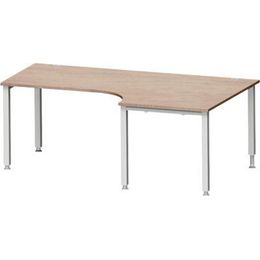 Sch&auml;fer Shop Sch&auml;fer Shop Genius Winkelschreibtisch MODENA FLEX 90&deg;, Ansatz rechts, 4-Fu&szlig;-Quadratrohr, B 2000 mm, Eiche-Dekor