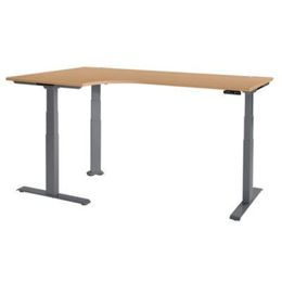 Sch&auml;fer Shop Sch&auml;fer Shop Genius Winkelschreibtisch Modena Flex, elektrisch h&ouml;henverstellbar, 90&deg; Winkel, T-Fu&szlig;, B 2000 mm, Buche/anthrazit