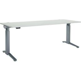 Sch&auml;fer Shop Sch&auml;fer Shop Genius Schreibtisch ERGOSTYLE S, Rechteck, elektrisch h&ouml;henverstellbar, einstufig, C-Fu&szlig;, B 2000 x T 800 x H 715-1182 mm, inkl. Memory Master, lichtgrau/anthrazit