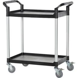 Sch&auml;fer Shop Sch&auml;fer Shop Pure Tischwagen, 2 Etagen, bis 200 kg, 2 Schiebeb&uuml;gel, Lenkrollen, Aluminium & Kunststoff, L 850 x B 480 x H 950 mm, Etagen schwarz