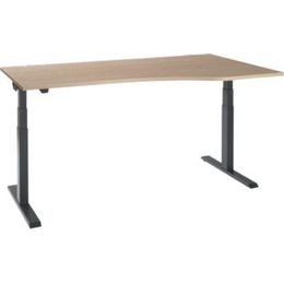 Sch&auml;fer Shop Sch&auml;fer Shop Select Schreibtisch ERGO-T 2.0, elektrisch h&ouml;henverstellbar, Freiform Ansatz rechts, T-Fu&szlig;, B 1800 x H 640-1300 mm, Eiche/anthrazit