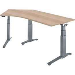 Sch&auml;fer Shop Sch&auml;fer Shop Genius Schreibtisch ERGOSTYLE S, 135&deg;, elektrisch h&ouml;henverstellbar, Ansatz links, zweistufig, C-Fu&szlig;, B 2165 x T 800 x H 645-1305 mm, inkl. Memory Master, Eiche/anthrazit