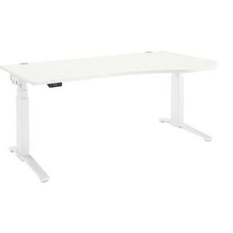 Sch&auml;fer Shop Sch&auml;fer Shop Genius Schreibtisch ERGOSTYLE S, elektrisch h&ouml;henverstellbar, Ansatz rechts, zweistufig, C-Fu&szlig;, B 1800 x T 800/1000 x H 645-1305 mm, inkl. Memory Master, wei&szlig;/wei&szlig;