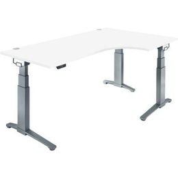 Sch&auml;fer Shop Sch&auml;fer Shop Genius Schreibtisch ERGOSTYLE S, 90&deg;, Ansatz rechts, elektrisch h&ouml;henverstellbar, C-Fu&szlig;, zweistufig, B 2000 x T 800 x H 645-1305 mm, inkl. Memory Master, wei&szlig;/anthrazit
