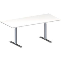 Sch&auml;fer Shop Sch&auml;fer Shop Genius Konferenztisch MODENA FLEX, Rechteck, T-Fu&szlig; Rundrohr, B 1800 x T 800 x H 650-850 mm, wei&szlig;/wei&szlig;aluminium RAL 9006