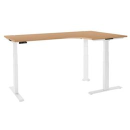 Sch&auml;fer Shop Sch&auml;fer Shop Genius Winkelschreibtisch Modena Flex, elektrisch h&ouml;henverstellbar, 90&deg; Winkel, T-Fu&szlig;, B 2000 mm, Buche/wei&szlig;