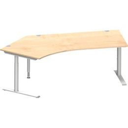 Sch&auml;fer Shop Sch&auml;fer Shop Genius Winkelschreibtisch MODENA FLEX 135&deg;, Ansatz links, C-Fu&szlig;-Rundrohr, B 2165 mm, ahorn