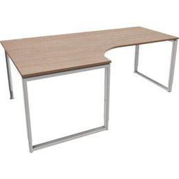 Sch&auml;fer Shop Sch&auml;fer Shop Genius Winkelschreibtisch MODENA FLEX, 90&deg;, B&uuml;gelfu&szlig;, Ansatz links, B 2000 mm, Eiche-Dekor