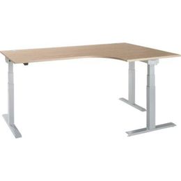 Sch&auml;fer Shop Sch&auml;fer Shop Select Winkelschreibtisch ERGO-T 2.0, elektrisch h&ouml;henverstellbar, 90&deg; Winkel rechts, T-Fu&szlig;, B 2000 mm, Eiche-Dekor/wei&szlig;alu