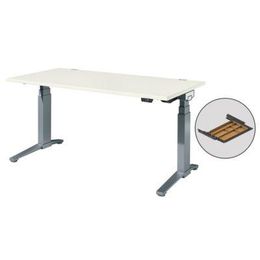 Sch&auml;fer Shop Sch&auml;fer Shop Genius Schreibtisch ERGOSTYLE S, Rechteck, 2-stufig elektrisch h&ouml;henverstellbar, C-Fu&szlig;, B 1600 x T 800 x H 635-1305 mm, inkl. Memory Master + Schublade, wei&szlig;/anthrazit