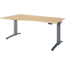 Sch&auml;fer Shop Sch&auml;fer Shop Genius Schreibtisch ERGOSTYLE S, elektrisch h&ouml;henverstellbar, einstufig, Ansatz links, C-Fu&szlig;, B 1800 x T 800/1000 x H 715-1182 mm, inkl. Memory Master, Ahorn/anthrazit
