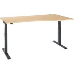 Sch&auml;fer Shop Sch&auml;fer Shop Select Schreibtisch ERGO-T 2.0, elektrisch h&ouml;henverstellbar, Freiform Ansatz rechts, T-Fu&szlig;, B 1800x H 640-1300 mm, Ahorn/anthrazit