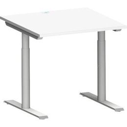 Sch&auml;fer Shop Sch&auml;fer Shop Genius Schreibtisch MODENA FLEX, T-Fu&szlig;-Rundrohr, B 800 x T 800 mm, wei&szlig;/wei&szlig;alu