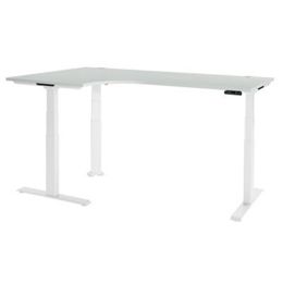 Sch&auml;fer Shop Sch&auml;fer Shop Genius Winkelschreibtisch Modena Flex, elektrisch h&ouml;henverstellbar, 90&deg; Winkel, T-Fu&szlig;, B 2000 mm, lichtgrau/wei&szlig;