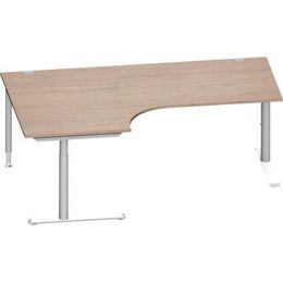 Sch&auml;fer Shop Sch&auml;fer Shop Genius Winkelschreibtisch MODENA FLEX 90&deg;, Ansatz links, C-Fu&szlig;-Rundrohr, B 2000 mm,Eiche-Dekor/wei&szlig;alu