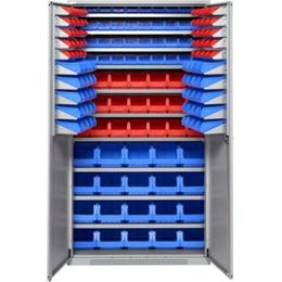 Sch&auml;fer Shop Sch&auml;fer Shop Genius Magazinschrank, mit Sichtlagerk&auml;sten SSI Sch&auml;fer Serie PROFI LF 110/211/221/321, B 1055 x T 520 x H 1950 mm, wei&szlig;aluminium