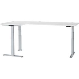 Sch&auml;fer Shop Sch&auml;fer Shop Genius Winkelschreibtisch Modena Flex, elektrisch h&ouml;henverstellbar, 90&deg; Winkel beidseitig, B 2000 x T 1600 mm, wei&szlig;/wei&szlig;aluminium