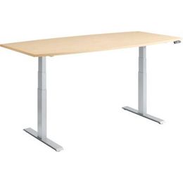 Sch&auml;fer Shop Sch&auml;fer Shop Genius Konferenztisch MODENA FLEX, elektrisch h&ouml;henverstellbar, Boot, T-Fu&szlig;, B 2000 x H 645-1290 mm, Ahorn/wei&szlig;alu