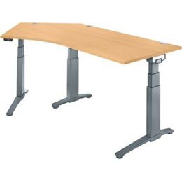 Sch&auml;fer Shop Sch&auml;fer Shop Genius Schreibtisch ERGOSTYLE S, 135&deg;, elektrisch h&ouml;henverstellbar, Ansatz links, zweistufig, C-Fu&szlig;, B 2165 x T 800 x H 645-1305 mm, inkl. Memory Master, Buche/anthrazit