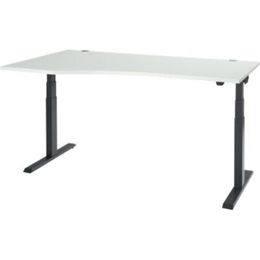 Sch&auml;fer Shop Sch&auml;fer Shop Select Schreibtisch ERGO-T 2.0, elektrisch h&ouml;henverstellbar, Freiform Ansatz links, T-Fu&szlig;, B 1800x H 640-1300 mm, lichtgrau/anthrazit