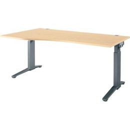 Sch&auml;fer Shop Sch&auml;fer Shop Genius Schreibtisch ERGOSTYLE S, manuell h&ouml;henverstellbar, Rechteck, C-Fu&szlig;, Ansatz links, B 1800 x T 800/1000 x H 675-895 mm, ahorn/anthrazit