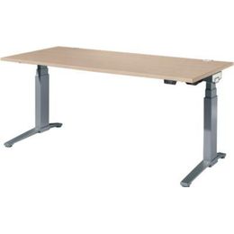 Sch&auml;fer Shop Sch&auml;fer Shop Genius Schreibtisch ERGOSTYLE S, Rechteck, elektrisch h&ouml;henverstellbar, zweistufig, C-Fu&szlig;, B 1800 x T 800 x H 635-1305 mm, inkl. Memory Master, Eiche/anthrazit