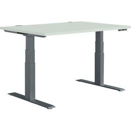 Sch&auml;fer Shop Sch&auml;fer Shop Genius Schreibtisch MODENA FLEX, elektrisch h&ouml;henverstellbar, Rechteck, T-Fu&szlig;, B 1200 x T 800 mm, lichtgrau/anthrazit