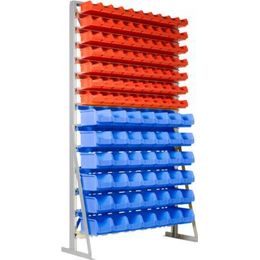 St&auml;nderregal, 1-seitig best&uuml;ckbar, 13 Reihen, inkl. 70 Sichtlagerk&auml;sten SSI Sch&auml;fer PROFI LF 211 & 42 PROFI LF 221, B 1145 x T 400 x H 1950 mm, Stahl, anthrazitgrau RAL 7016