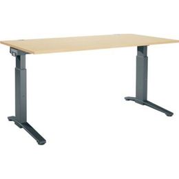 Sch&auml;fer Shop Sch&auml;fer Shop Genius Schreibtisch ERGOSTYLE S, manuell h&ouml;henverstellbar, Rechteck, C-Fu&szlig;, B 1600 x T 800 x H 675-895 mm, ahorn/anthrazit