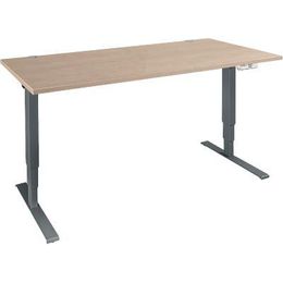 Sch&auml;fer Shop Sch&auml;fer Shop Genius Schreibtisch AERO FLEX, elektrisch h&ouml;henverstellbar, Rechteck, T-Fu&szlig;, B 1200 mm, Eiche/anthrazit + Memorypanel